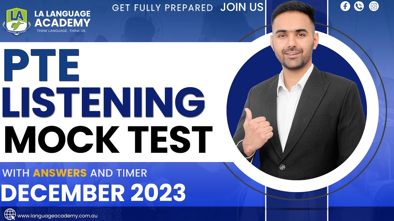 PTE Listening Full Mock Test with Answers | December 2023 | Language ...