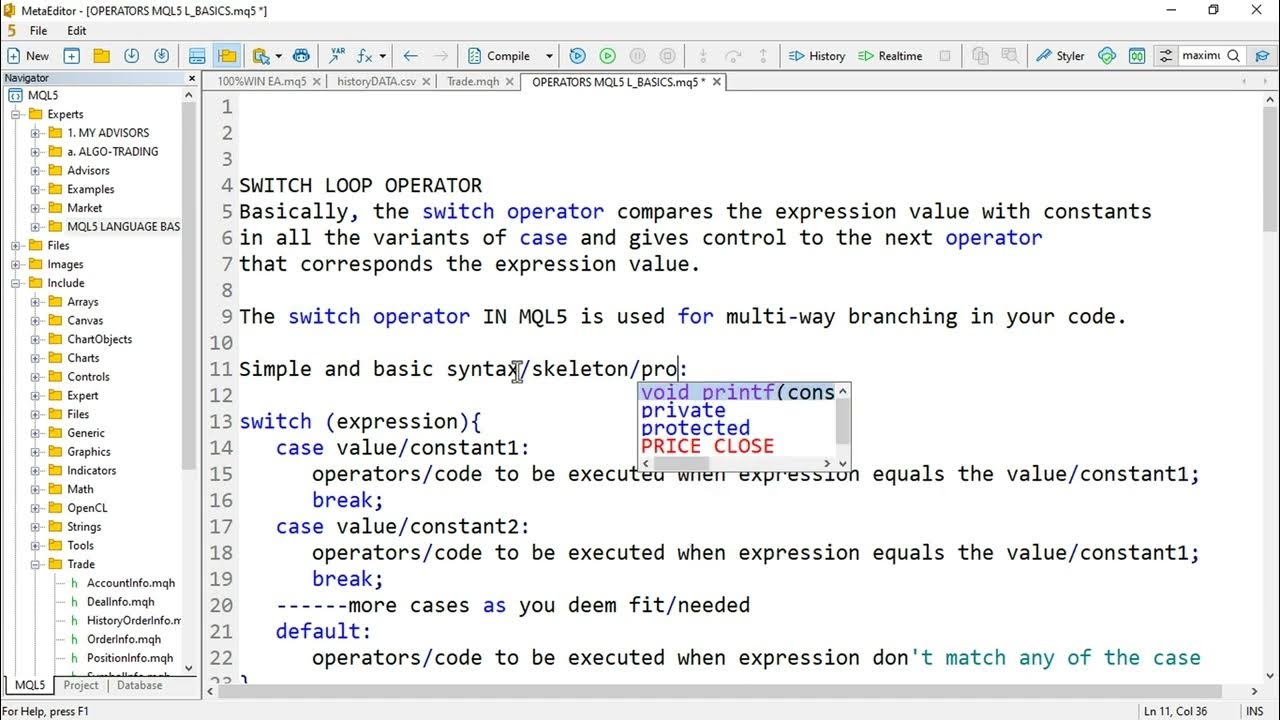 Mql5 Tutorials Switch Loop Operator The Only Video You Will Ever Need Part 192 Forextrading