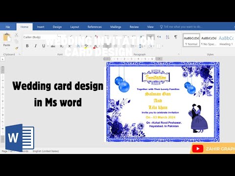 wedding card design in Ms word | Golden invitation card design - YouTube