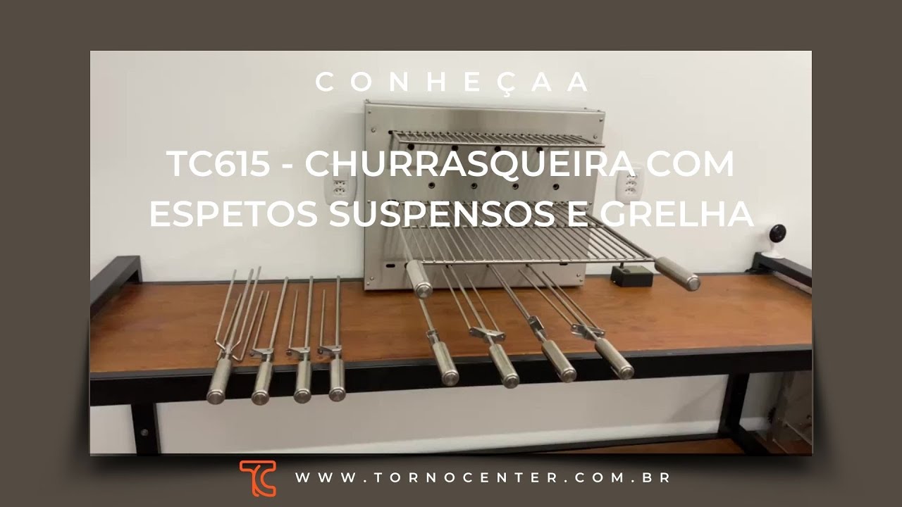 TC615 - Churrasqueira com espetos suspensos e grelha - YouTube