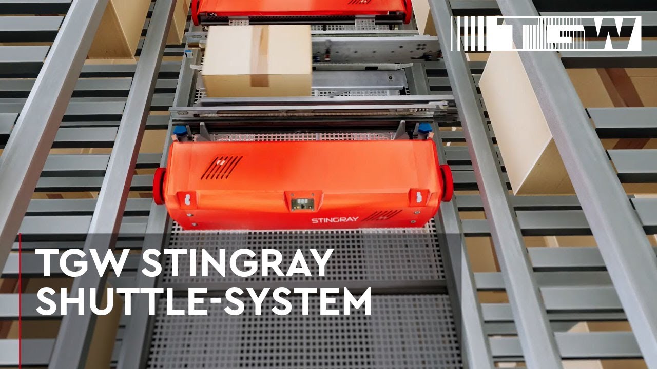 Stingray - leistungsfähiges Shuttle-System für Behälter, Kartons und Hängeware | TGW - YouTube