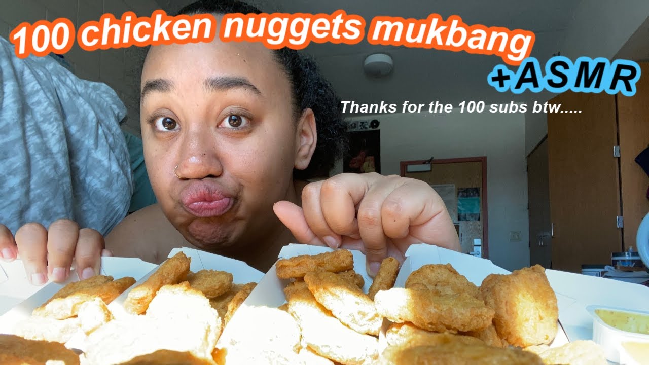 100 chicken nuggets mukbang + ASMR - YouTube