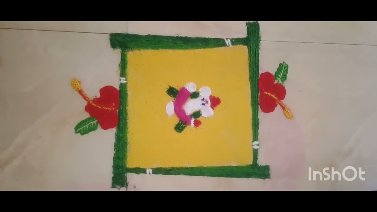 Ganpati bappa Rangoli,jaswandi 🌺 flower, - YouTube