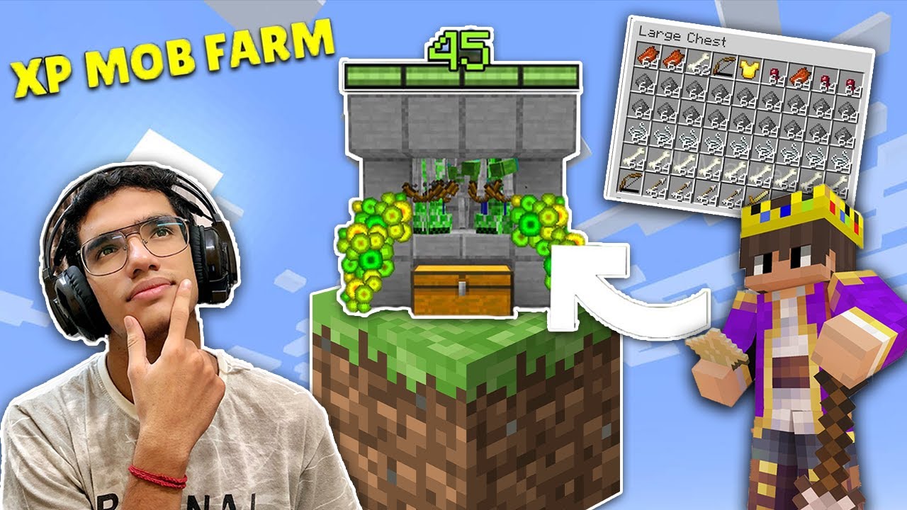 HUGE MOB FARM IN MINECRAFT ONE BLOCK | Funny | Hindi | Minecraft - YouTube