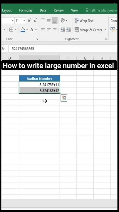 how to write large number in excel ? excel tutoring #shorts - YouTube