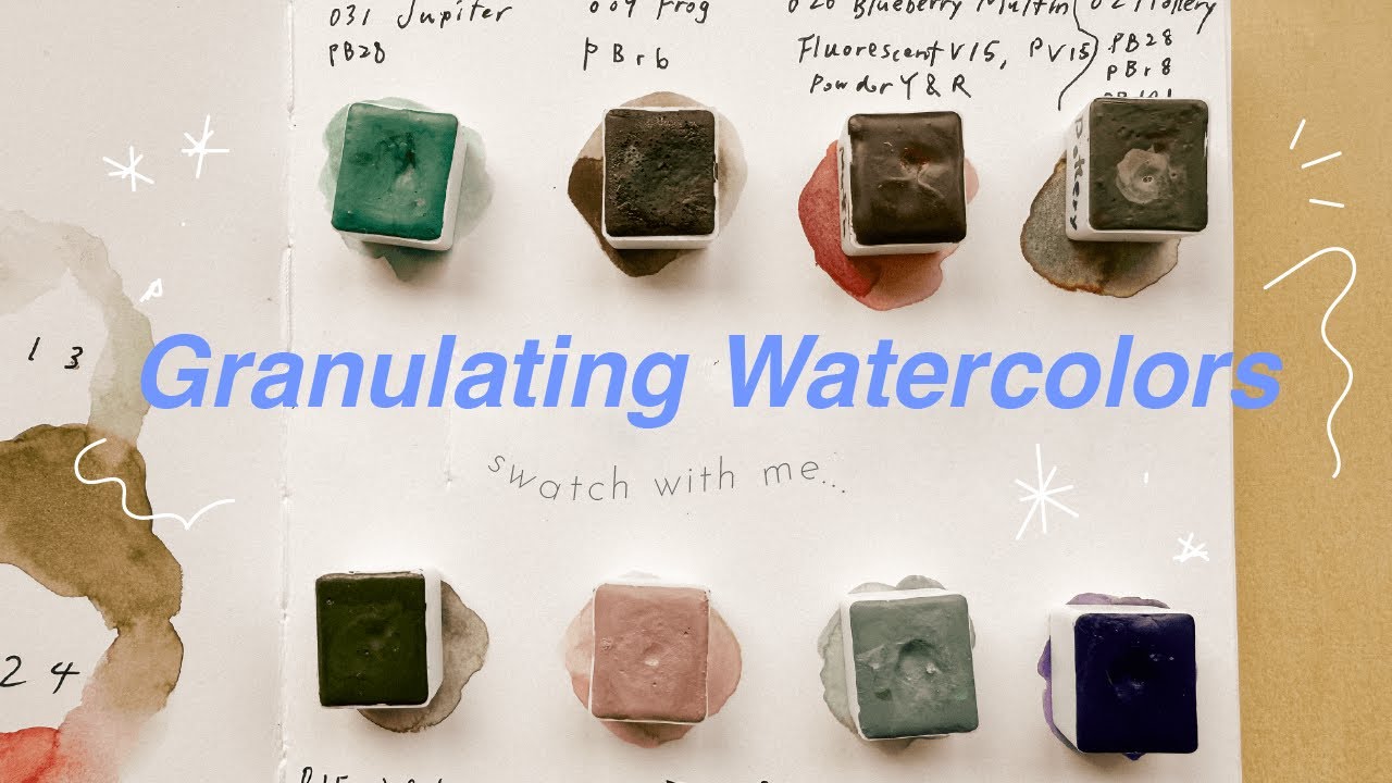 Swatch with me, Granulating Watercolors | Relaxing Watercolor - YouTube