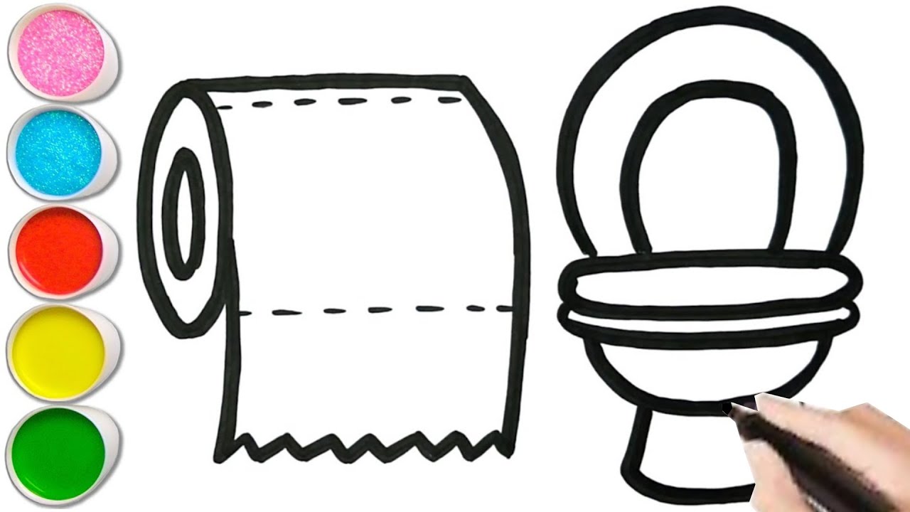 Drawing and Coloring a Toilet With Toilet Paper 🚽🧻🌈 Drawings for Kids ...