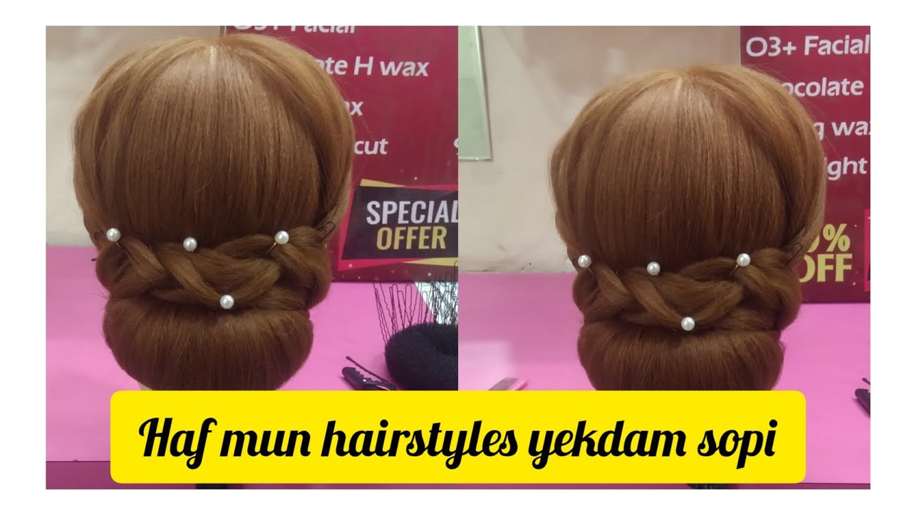 Quick and easy haf moon hairstyle for bridal Hairstyle for long hair ...