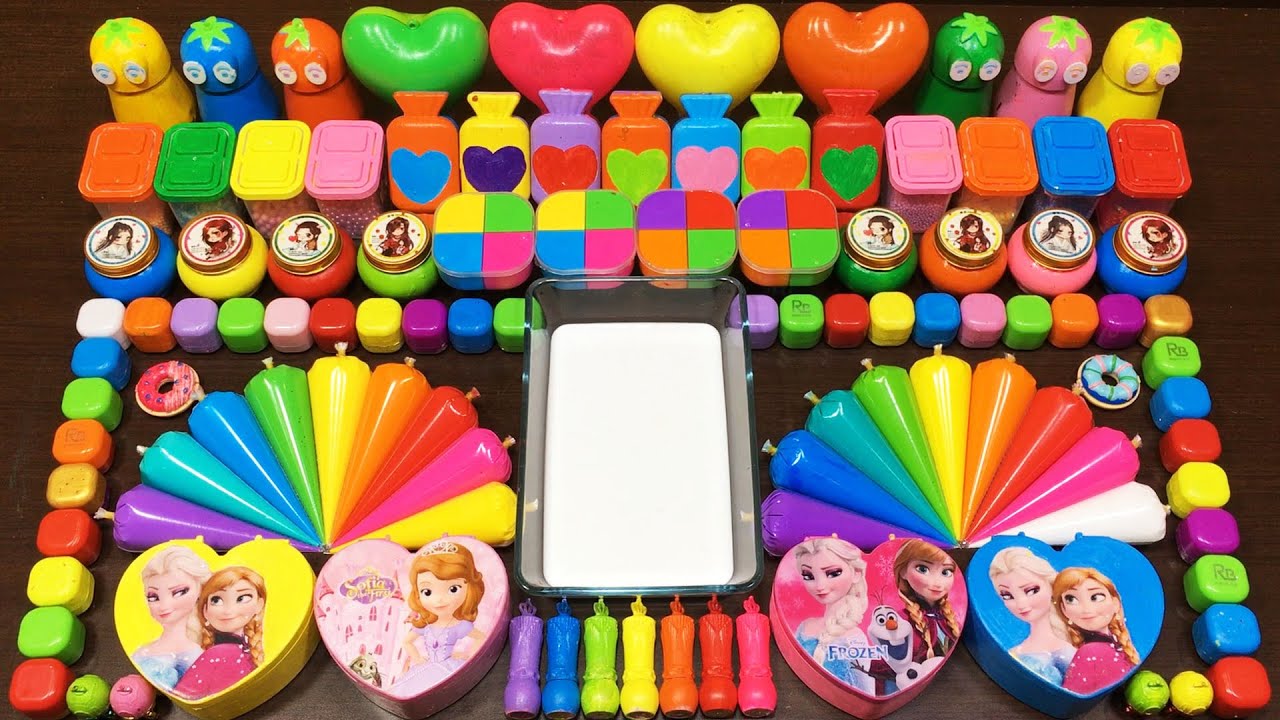 SOFIA AND FROZEN! SATISFYING WITH CLAY PIPING BAGS ! Mixing Random Things Into Slime #619 #slime ...