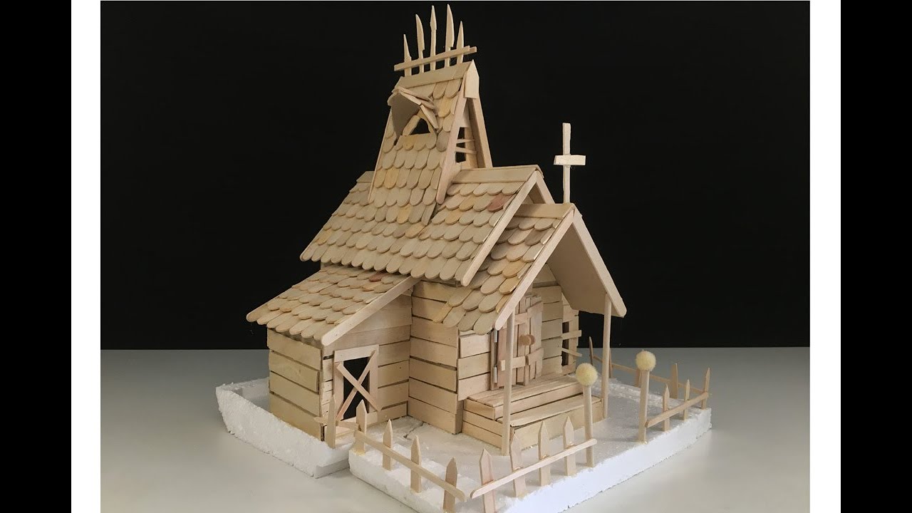 Building Popsicle Stick House - YouTube