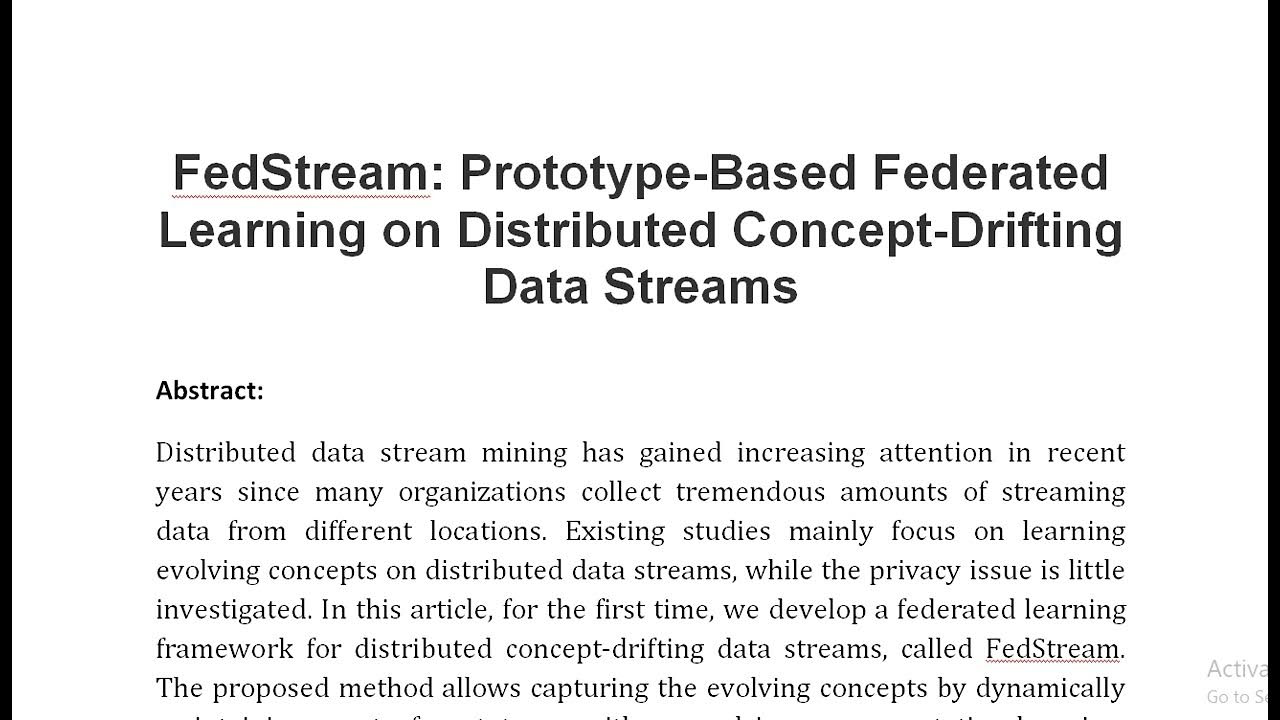 FedStream Prototype Based Federated Learning on Distributed Concept Drifting Data Streams - YouTube