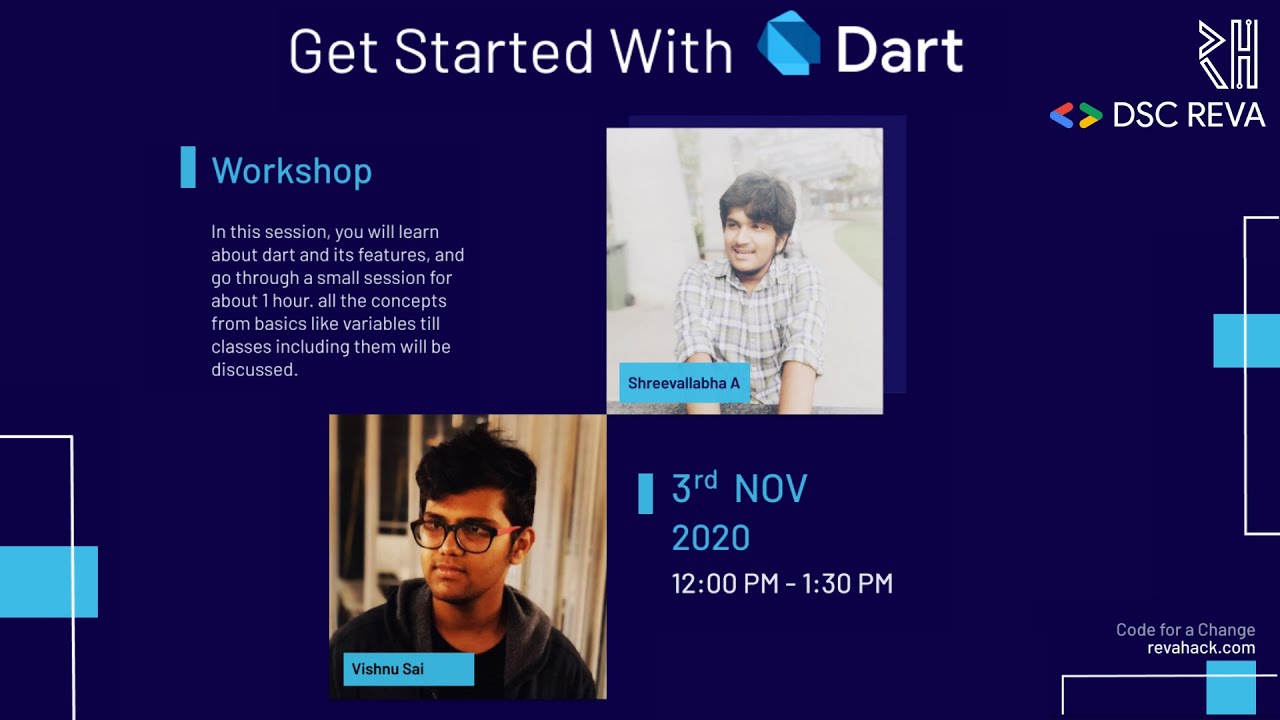 REVA HACK 2020 Live Event | Getting started with Dart - Workshop A | Nov. 3 - YouTube