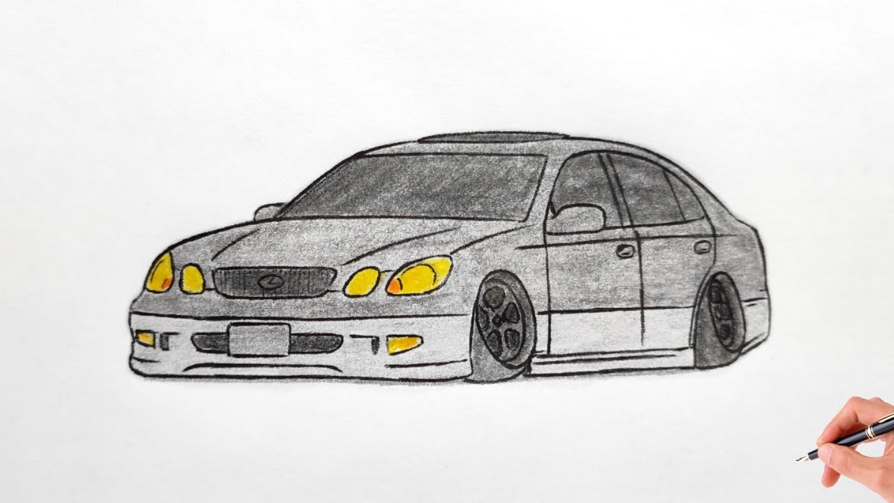 How to draw a LEXUS GS300 1998 / drawing a 3d car/ coloring toyota ...