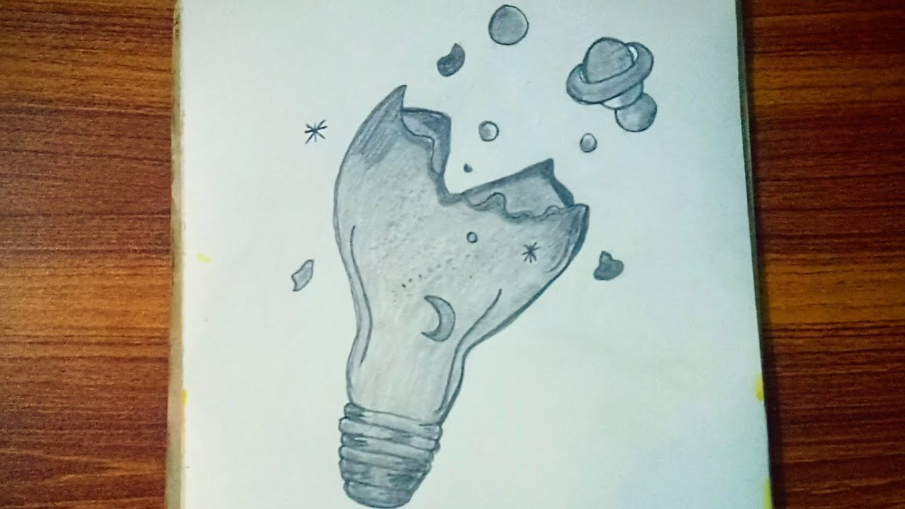 Break Bulb Sketch|| Step by Step very easy || ||easy sketch|| #bulb # ...