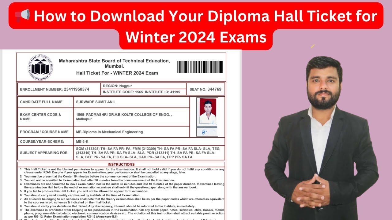 How to Download Your Diploma Hall Ticket for Winter 2024 Exams | Step ...