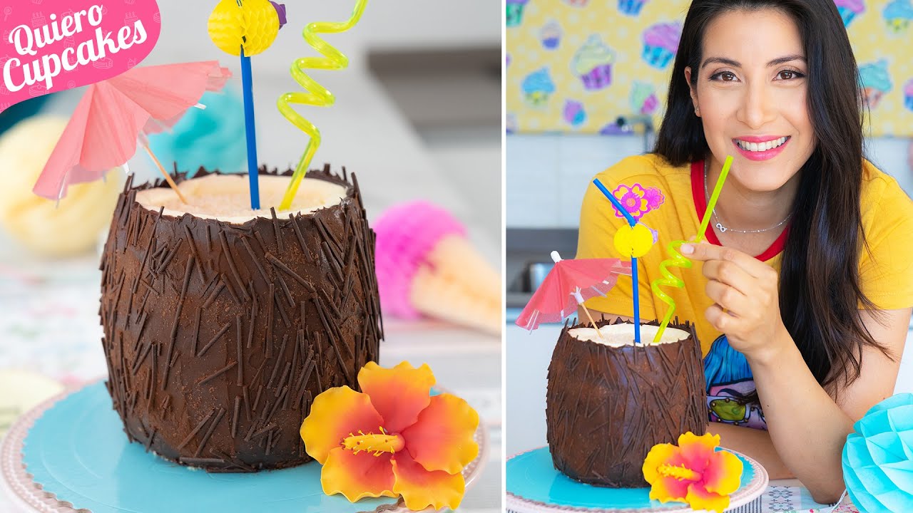 TARTA CÓCTEL DE COCO | PASTEL 3D | QUIERO CUPCAKES - YouTube
