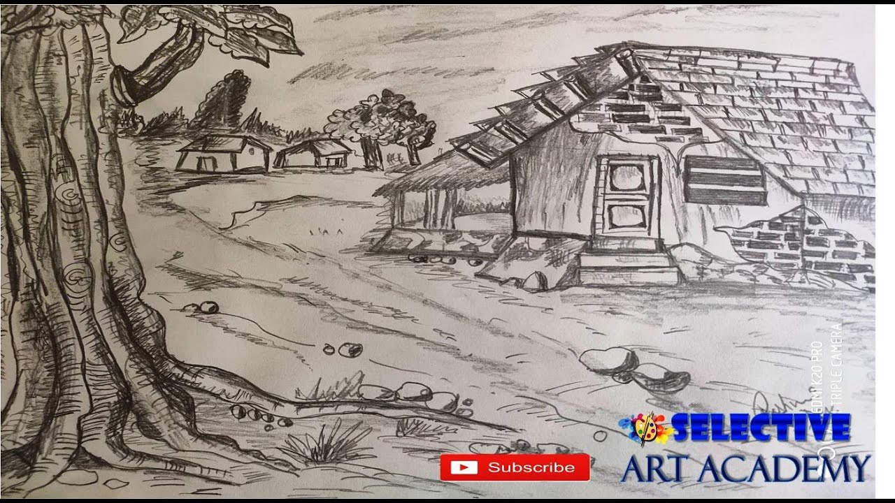 How to Draw a perfect Landscape| Best Pencil Drawing| Scenery of ...