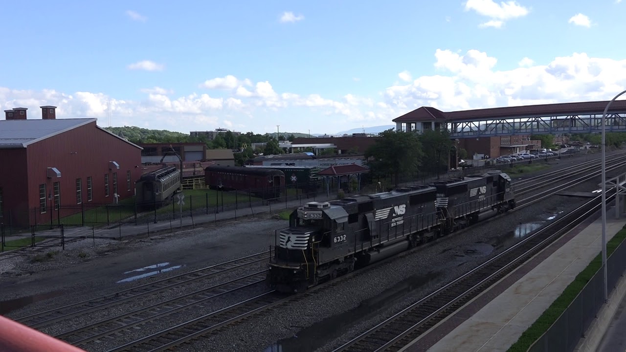 NS # 6332 & 6328 helper set pass PRR Railroaders museum @ Altoona, PA ...