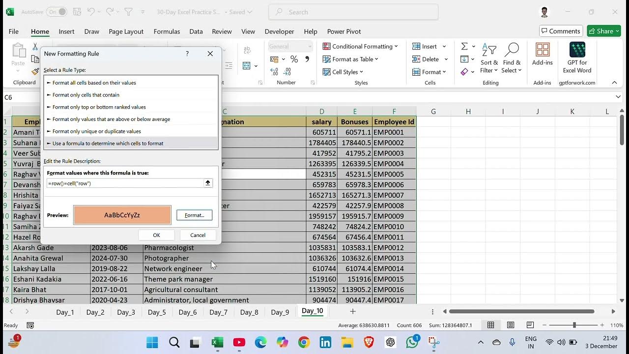 Highlight a Row with Conditional Formatting and VBA Code | 30-Day Excel Practice Series: Day 10 ...