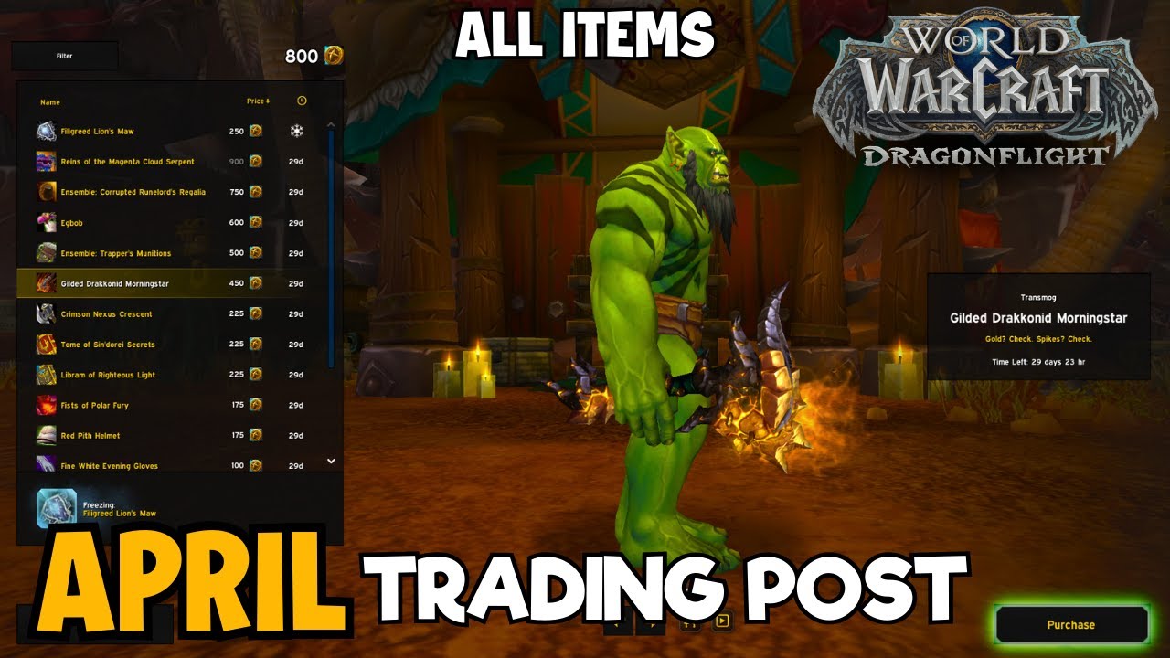 All APRIL Trading Post Items (INSANE mount this month)- Wow ...