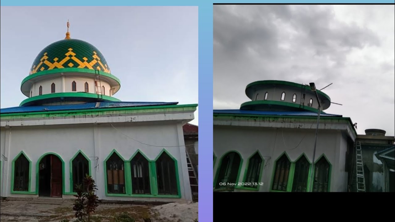 Angin Puting Beliung‼️Robohkan Kuba Masjid Haqqul Yakin dan Atap Rumah ...