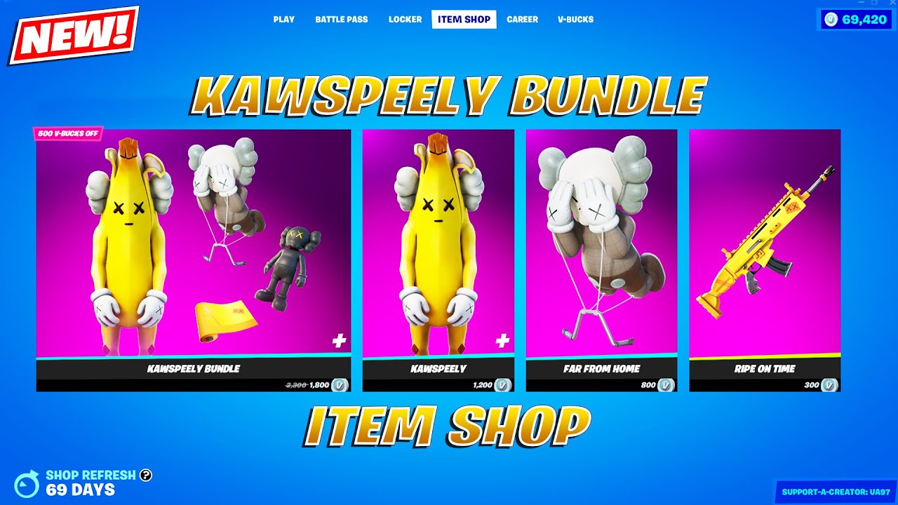 *NEW* KAWSPEELY Bundle (Kawspeely Skin) Item Shop Preview! Fortnite ...