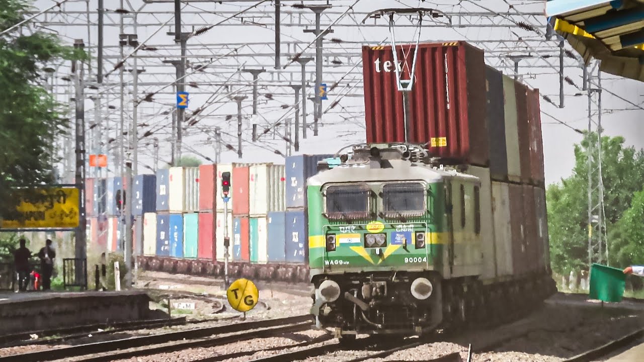 Wag9 With Double Stack Container | Indian Railways - YouTube