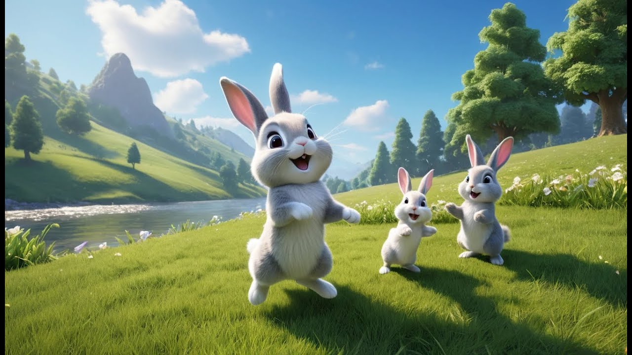 Five Little Bunnies Jumping on the Ground Rhyme Song |Popular Nursery ...