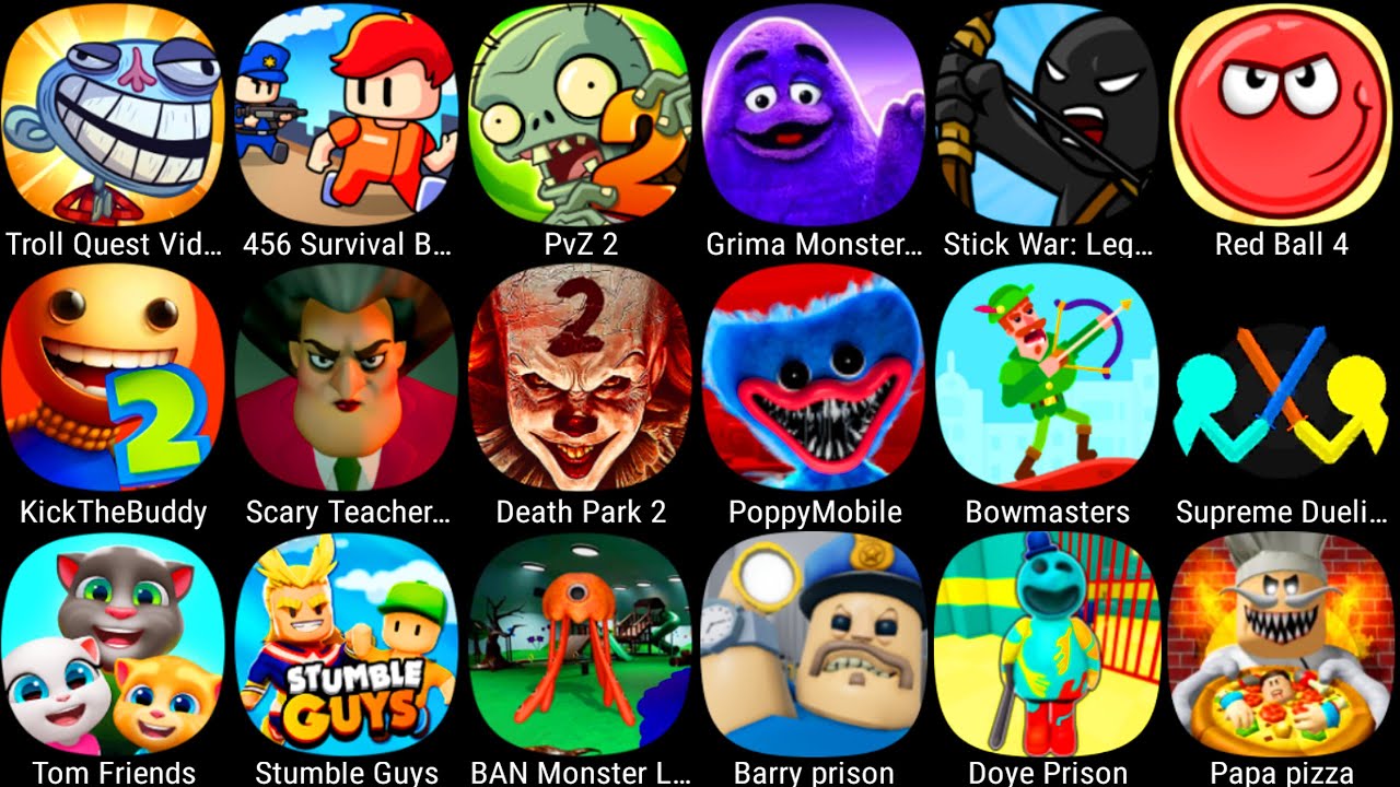 Roblox,Papa Pizza's Pizzeria,Barry's Prison Run,Death Park 2,Stumble ...