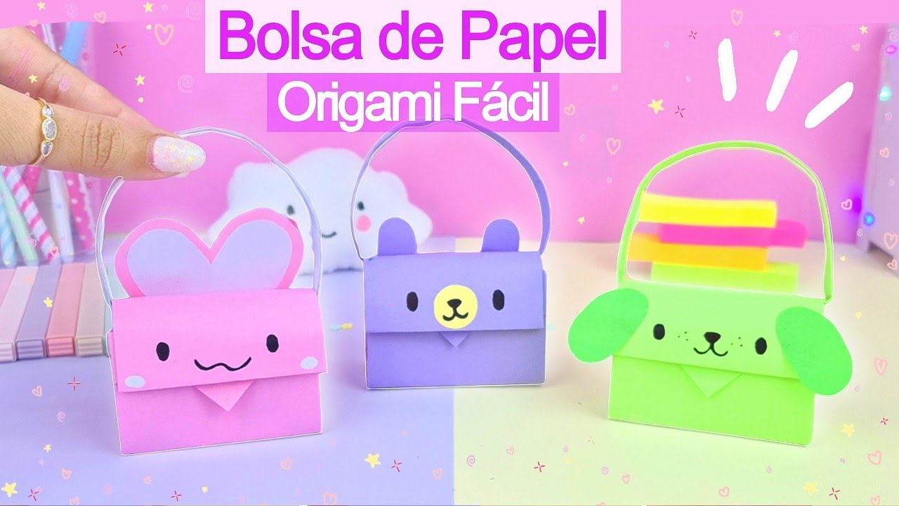 DIY Bolsa Origami Urso Cachorro e Coelhinho | Como Fazer Bolsa Fofa de ...