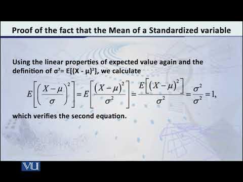 Mean and variance of standardized variable - Proof | Probability Distributions | STA642_Topic052 ...