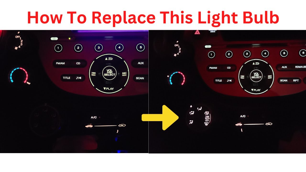 How To Replace Honda Fit Heater Climate Control Light Bulb Part Number ...