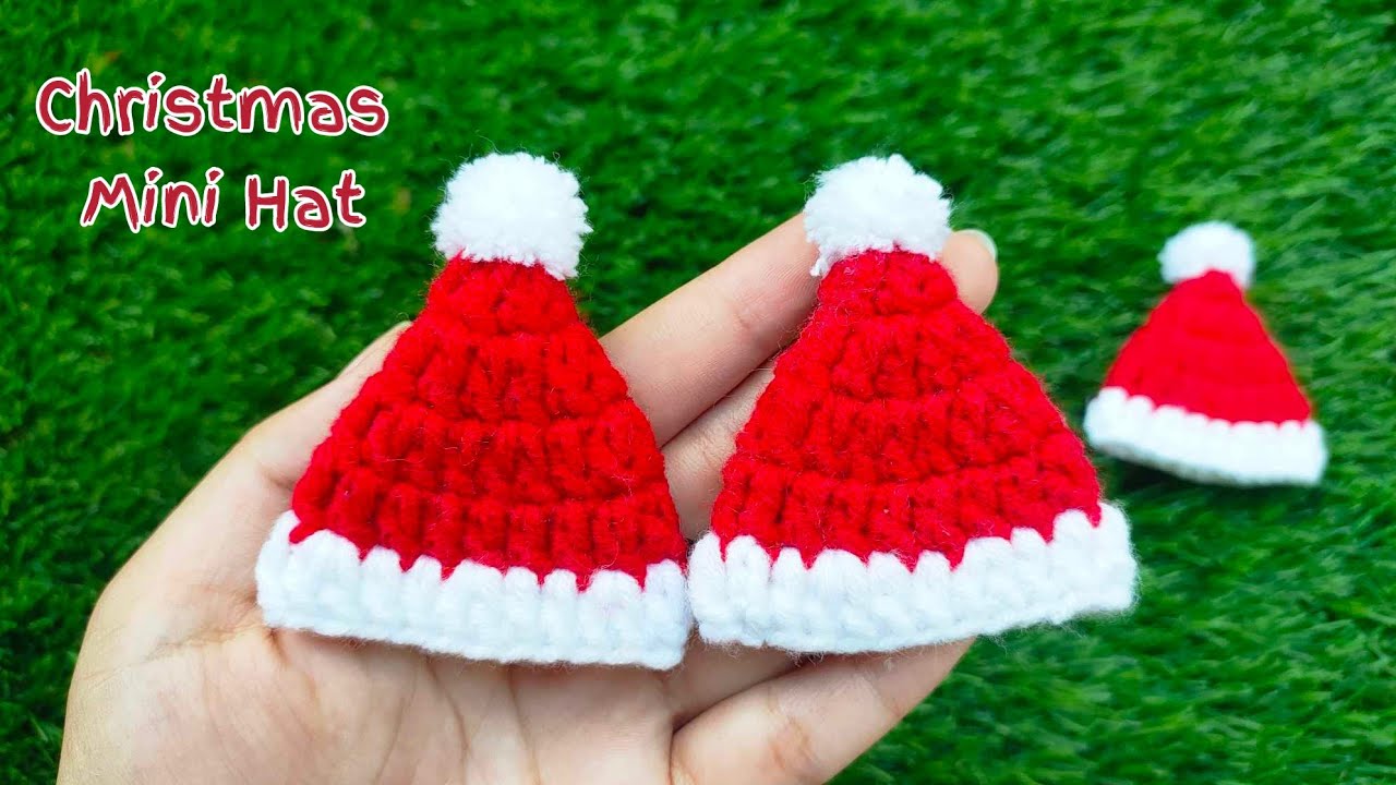 Crochet Christmas mini hat (ခရစ်စမက် ဦးထုပ်ကလစ်ထိုးနည်း) - YouTube