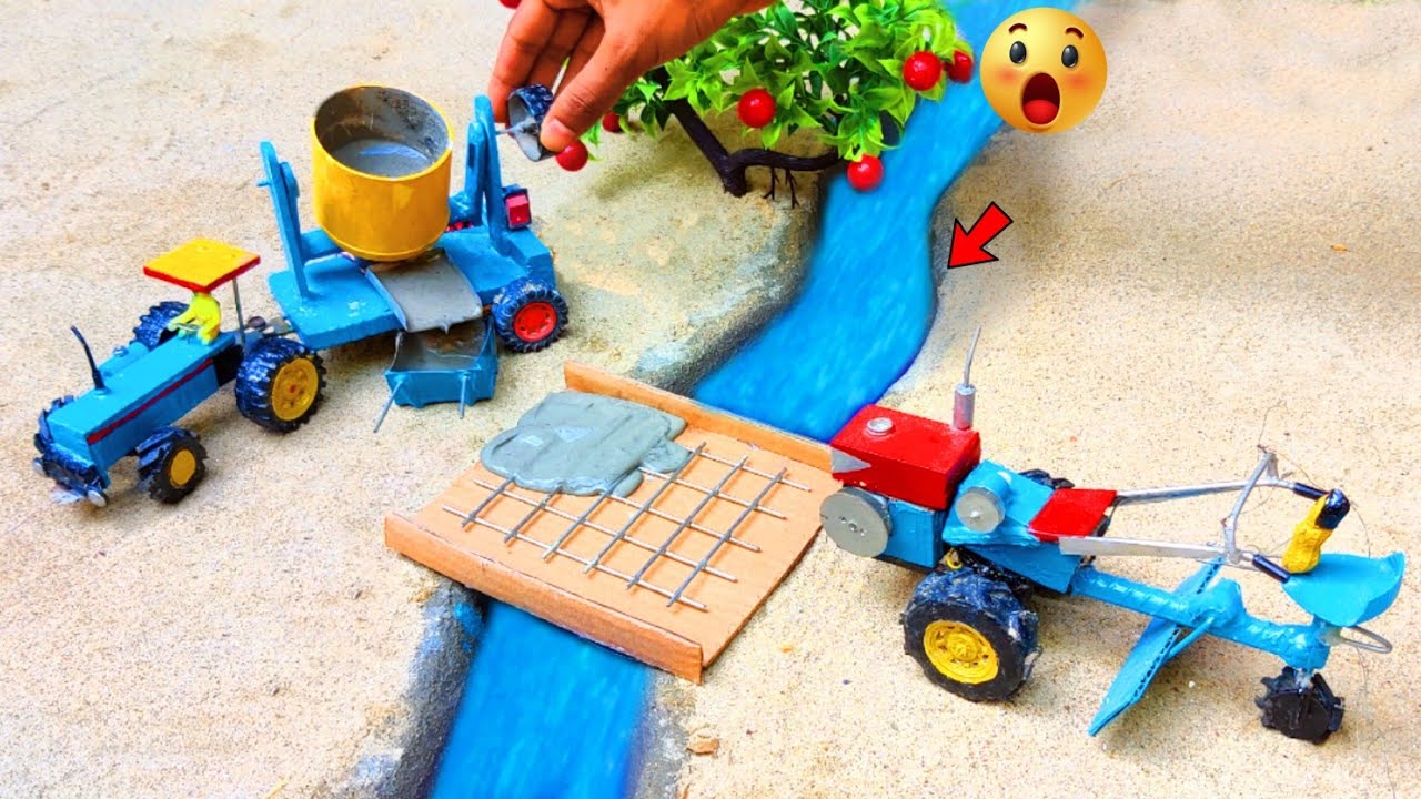 diy tractor making science project | concrete bridge | cow miniature ...