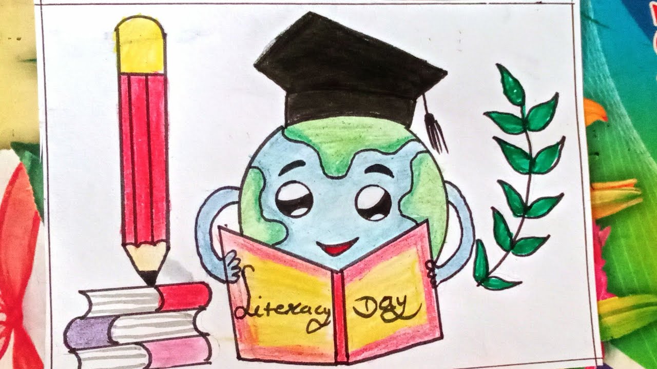 World Literacy Day Drawing|International Literacy Day Poster Drawing ...