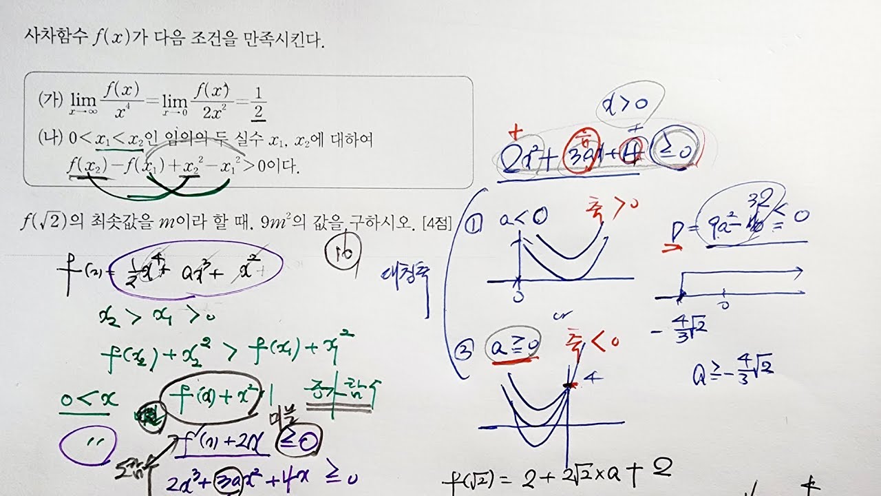 수능수학 수2 1 수2고1수학 통합형 수능완성 실전4회2025 2 유리함수 극한의 존재와 함수식 추론 3 접선은