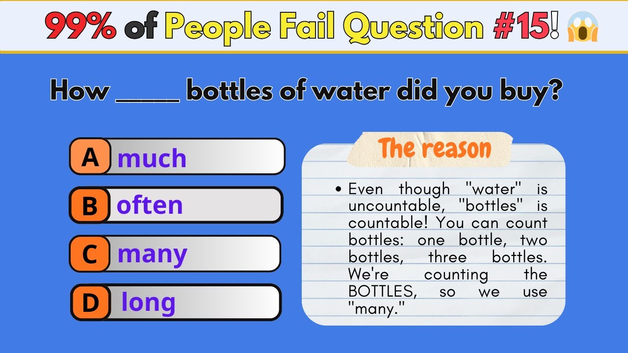 Much or Many 99% of People Fail Question #15! 😱 English Grammar ...