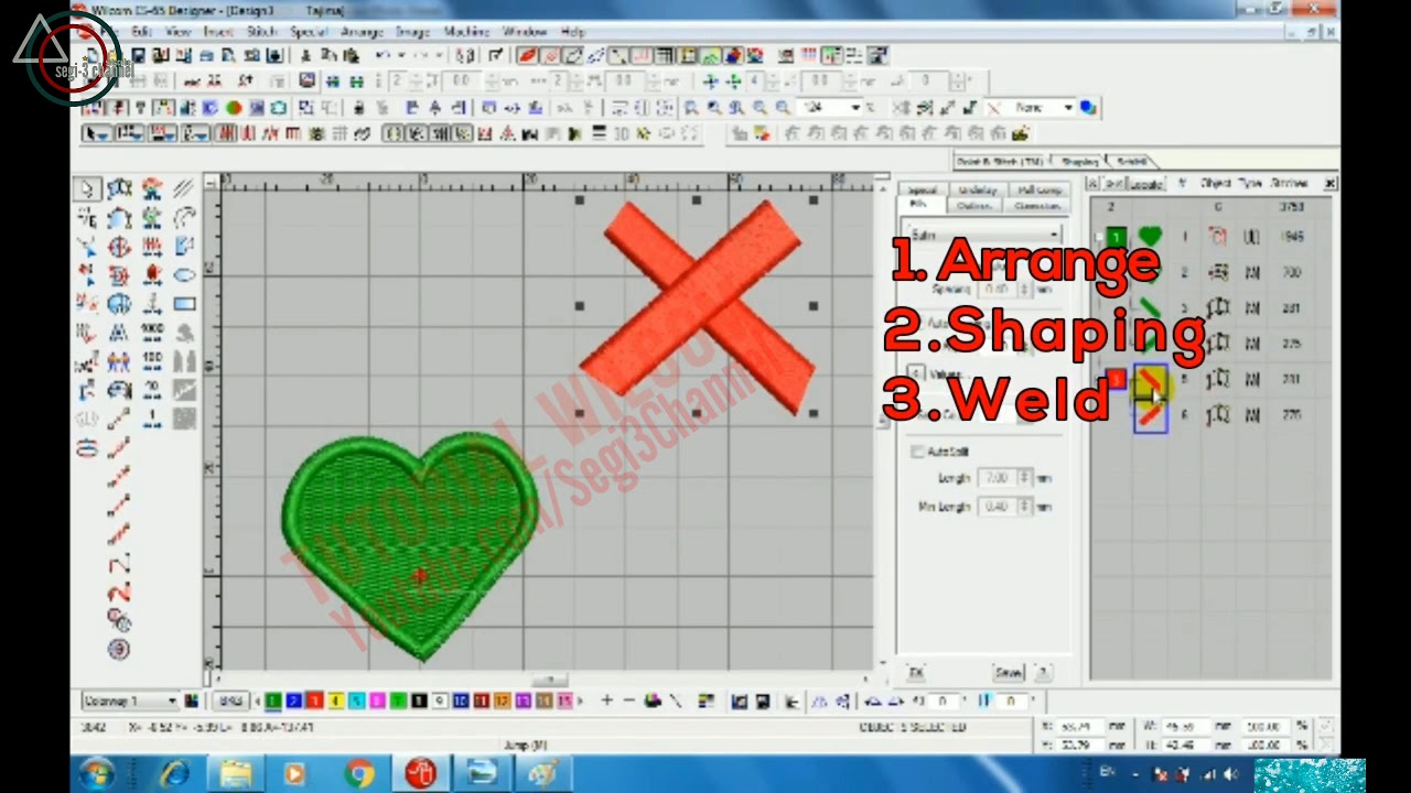 Wilcom Tutorial Membuat list Outline Outo Pada Satu object - YouTube