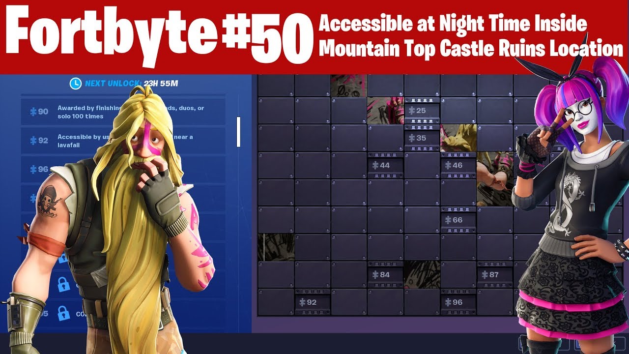 Fortnite Fortbyte #50 Accessible at Night Time Inside Mountain Top ...