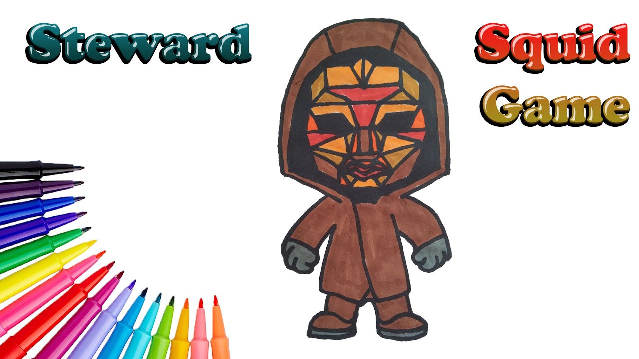 How to Draw a Steward of Squid Game | Steward Drawing | Drawing a Squid ...