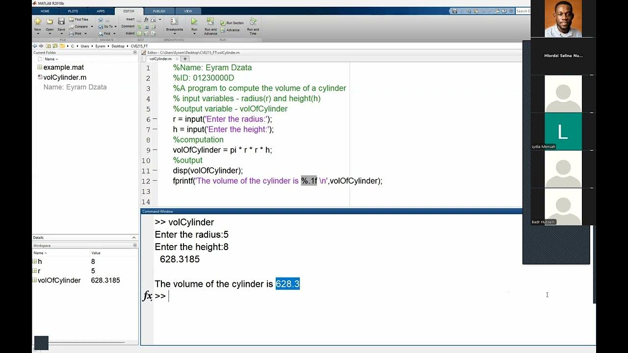 Computing Formulas and Functions in MATLAB using M-File (Script File) - YouTube