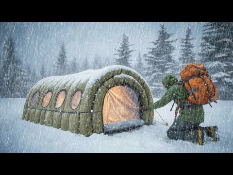 Şiddetli yağmur, şimşek ve gök gürültüsü altında tek başına kamp yapmak // Sıcak bir çadırda rahatla