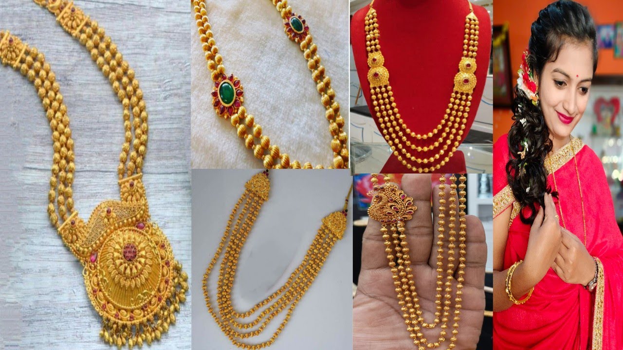 ಬರಿ 12 ಗ್ರಾಮ್ ಇಂದ 3 ಎಳೆ ಗೋಲ್ಡ್ ಗುಂಡಿನ ಹಾರಗಳು/3 Layer gold long haram ...