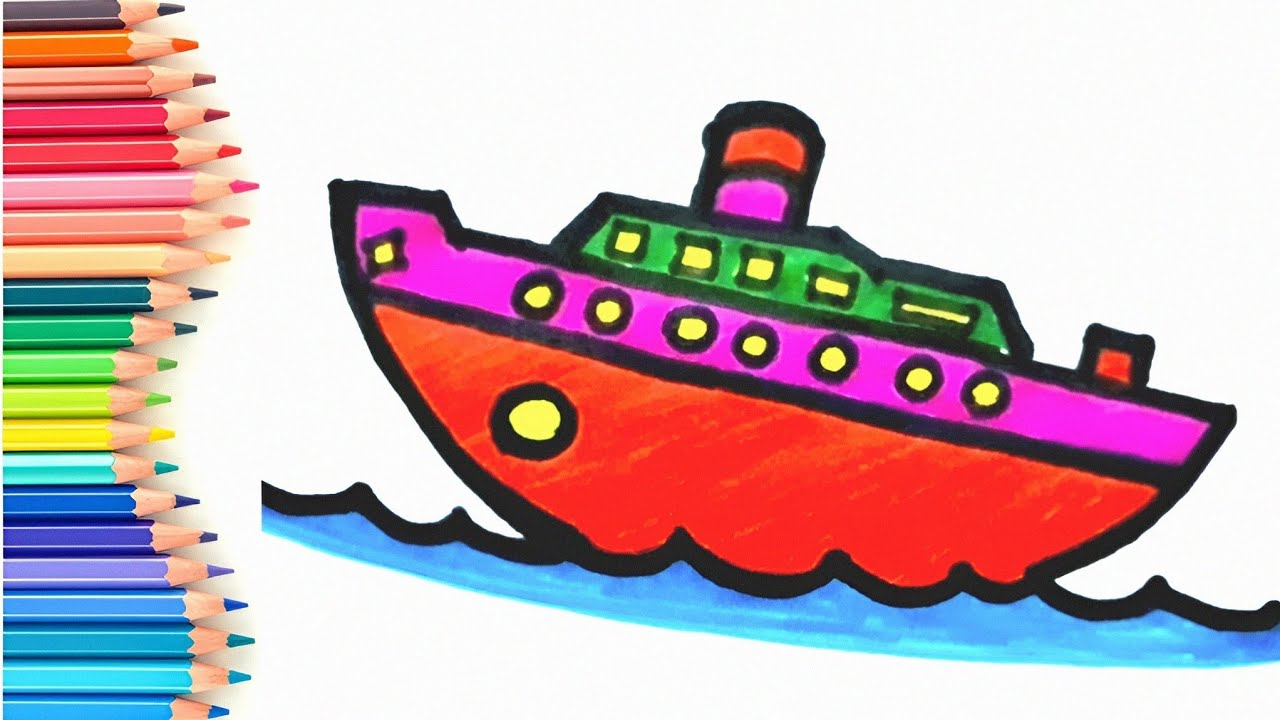 How to draw ship/drawing for kids/kids art hub - YouTube