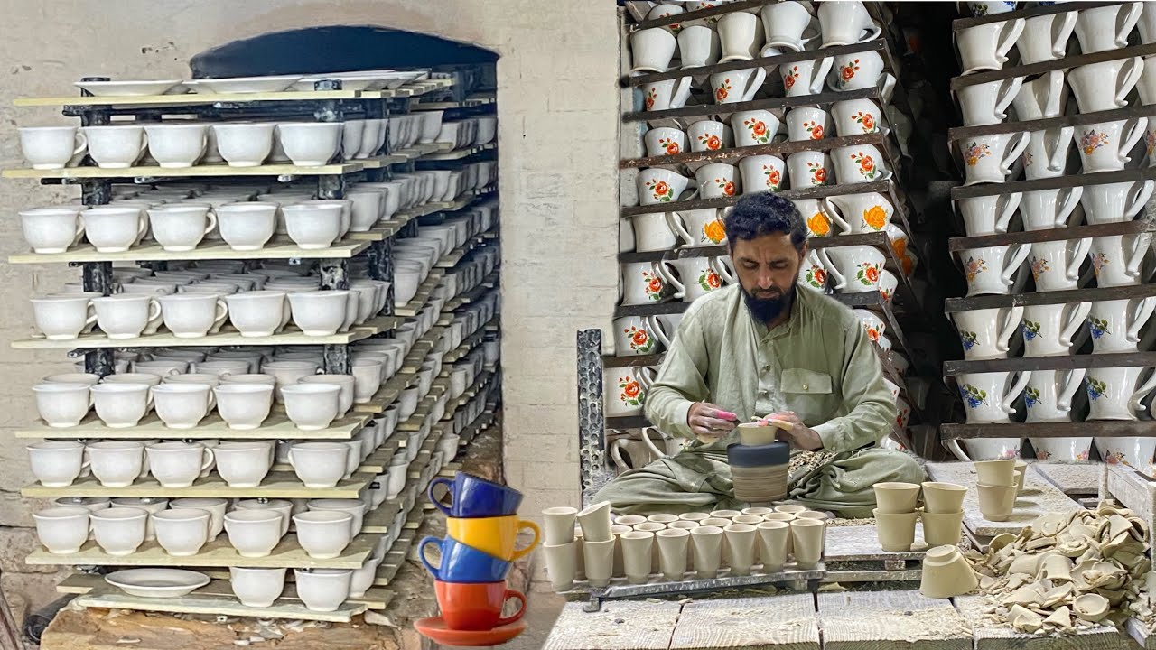 Modern process of making bowls and plates from stones by using machines ...