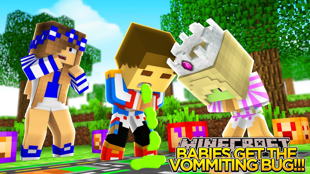 BABIES GET A VOMITING BUG W LITTLE CARLY Minecraft Baby Leah BABIES GET A VOMITING BUG W LITTLE CARLY Minecraft Baby Leah