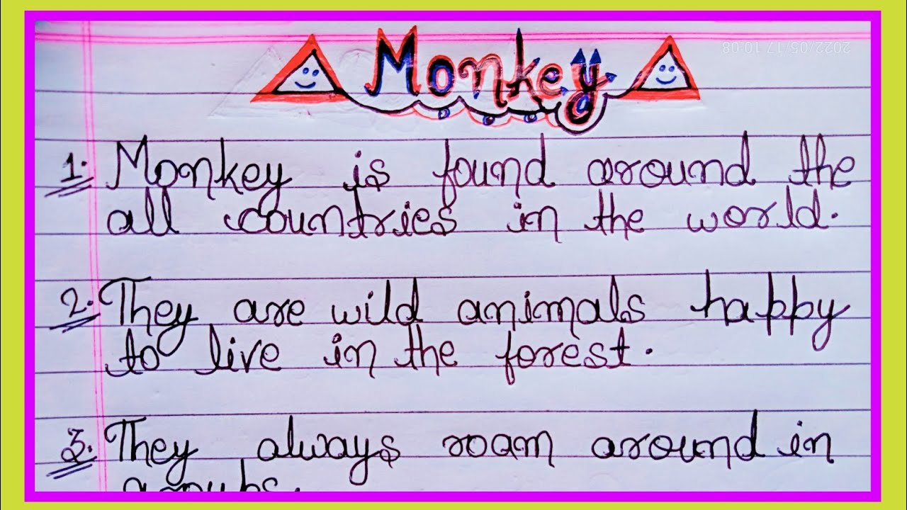 10 line on monkey |short essay on monkey in English 10 line |Bandar per ...