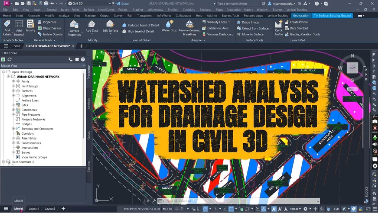 Watershed Analysis For Drainage Design in Civil 3D - YouTube