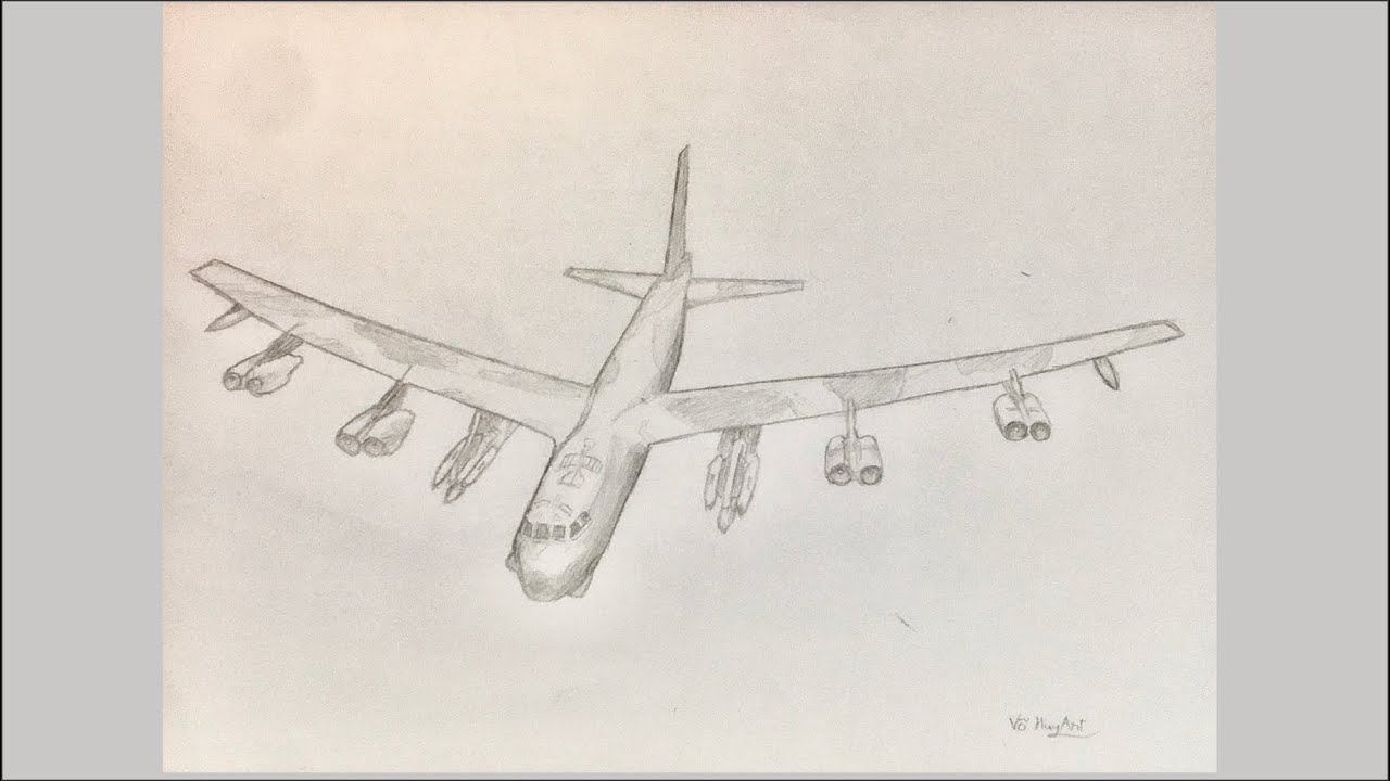 Vẽ Máy Bay Ném Bom B-52 / Drawing b-52 . bomber - YouTube