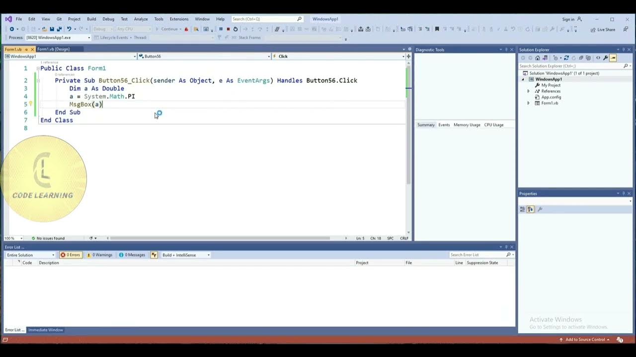 VB.NET | Math 'PI()' | CodeLearning - YouTube